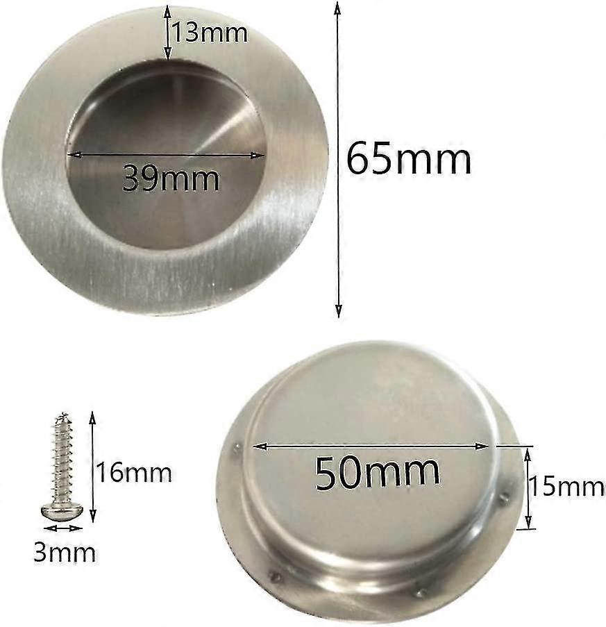 Sliding Door Handles 4 Pieces Door Handles 65mm Round Recessed Sliding ...