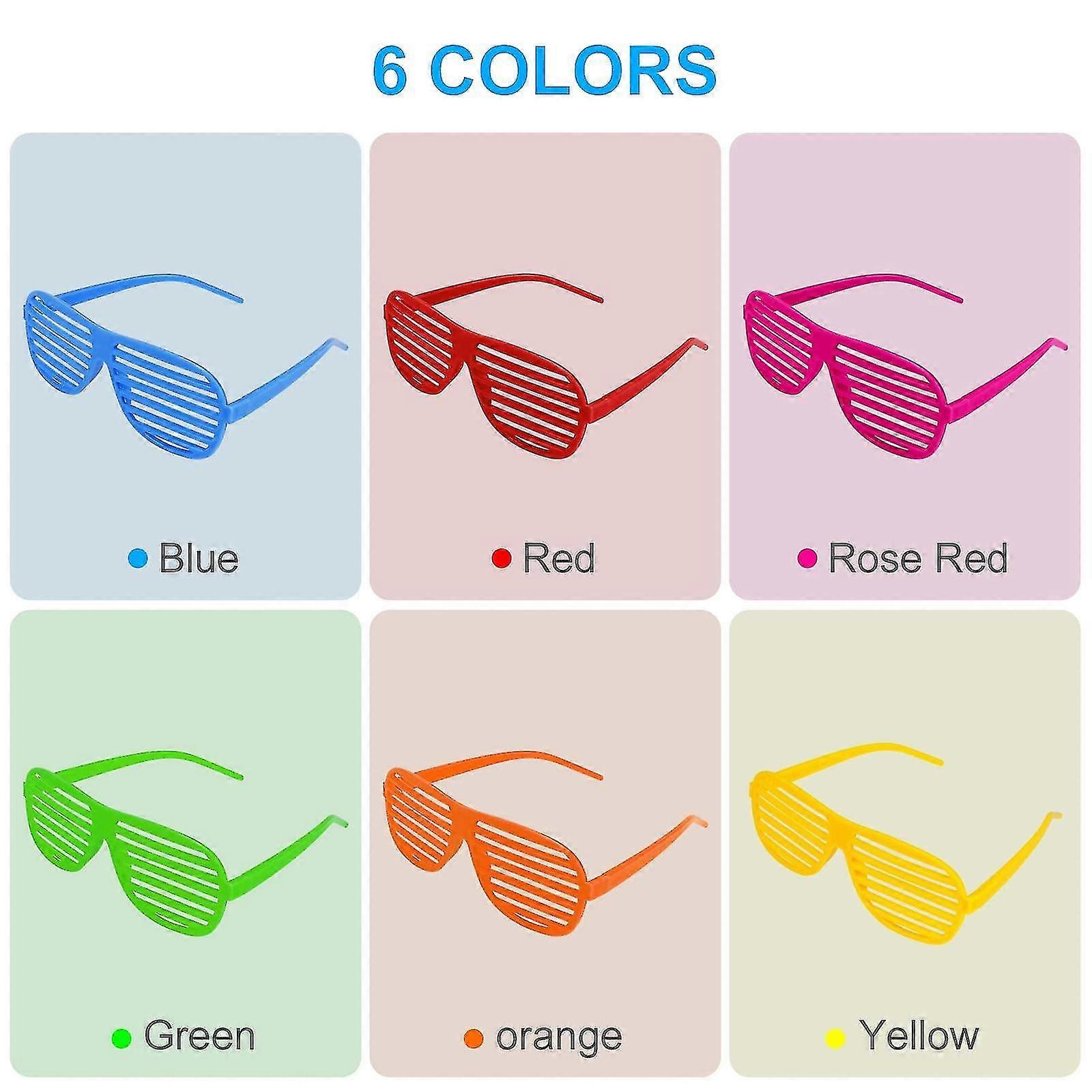 Neon Color Shutter Shadeds Glasses For Kids, 6pcs Plastic Novelty Party ...
