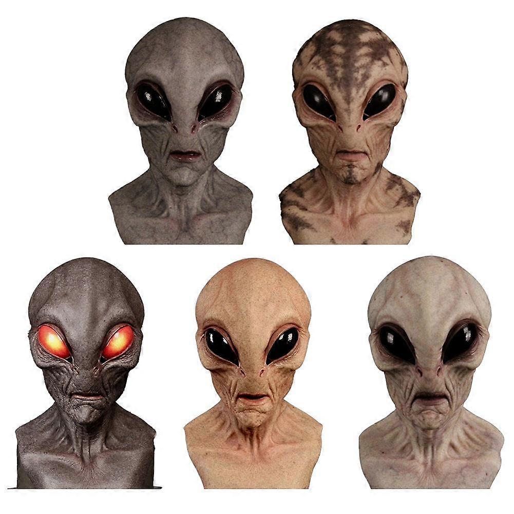 Horror Alien Mask Halloween Creepy Latex UFO Big Eyes Alien Full Head ...