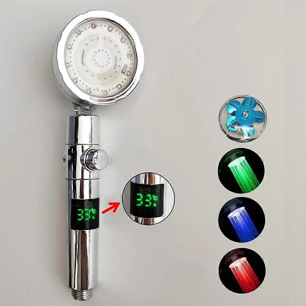 LED Digital Temperature Display Shower Head Black Temperature Control ...