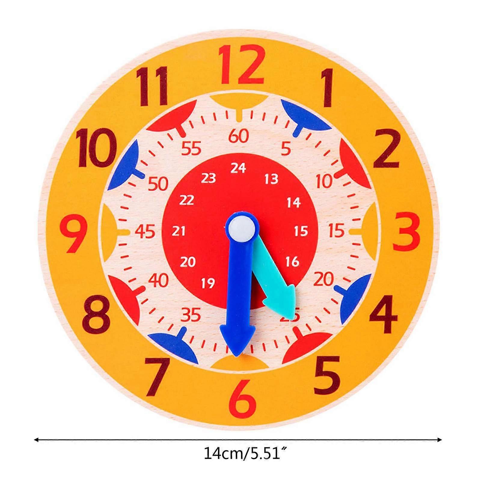 Wooden Teaching Clock Learning Toy for Time Hour Minute Cognition ...