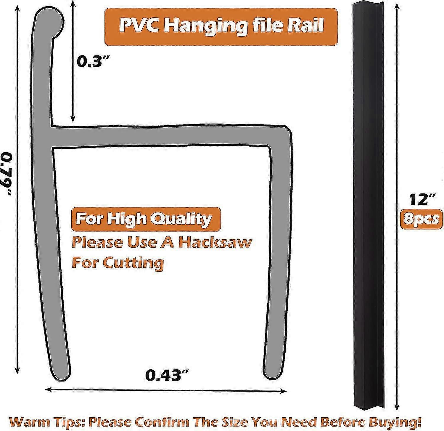 8 Pack Pvc Hanging File Rails, 12 Inch For 1/2 Drawing Sides, Black ...