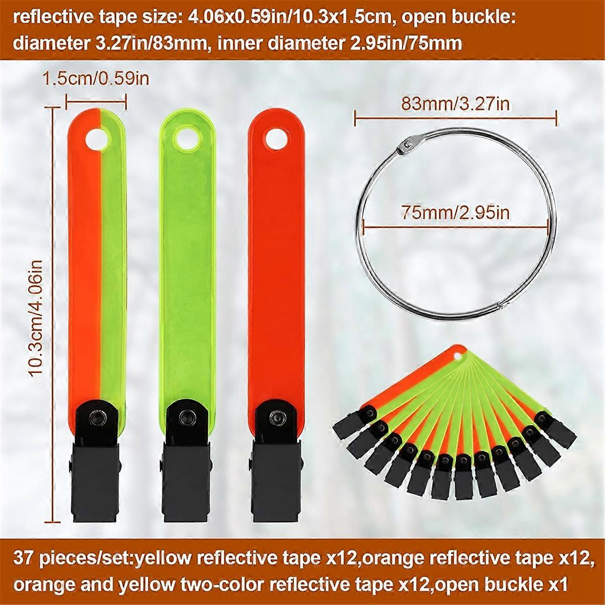 36pcs Reflective Trail Markers, High Visibility Trail Markers with Open Buckle Reflective Trail ...