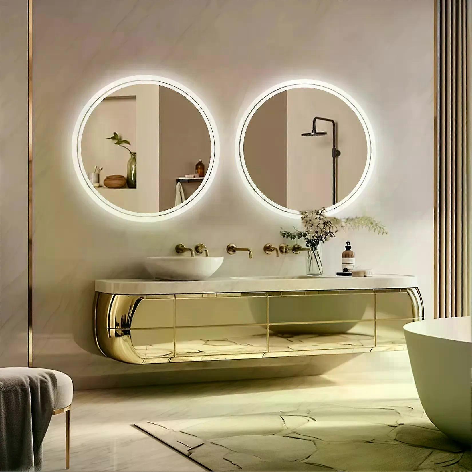 LED HD Smart Bathroom Mirror with Lights Circle Backlit Bathroom Mirror ...
