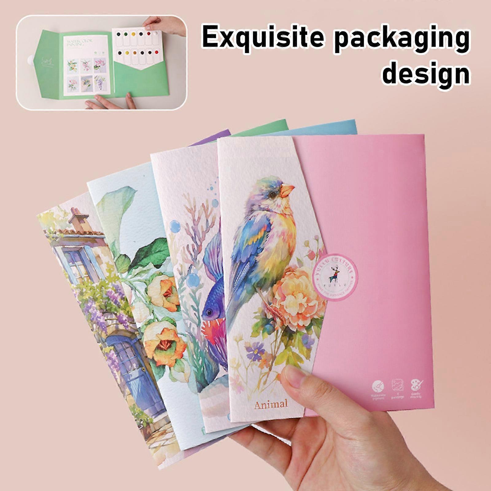 Watercolor Painting Set Coloring Book Dipping Pen Coloring Pigments ...