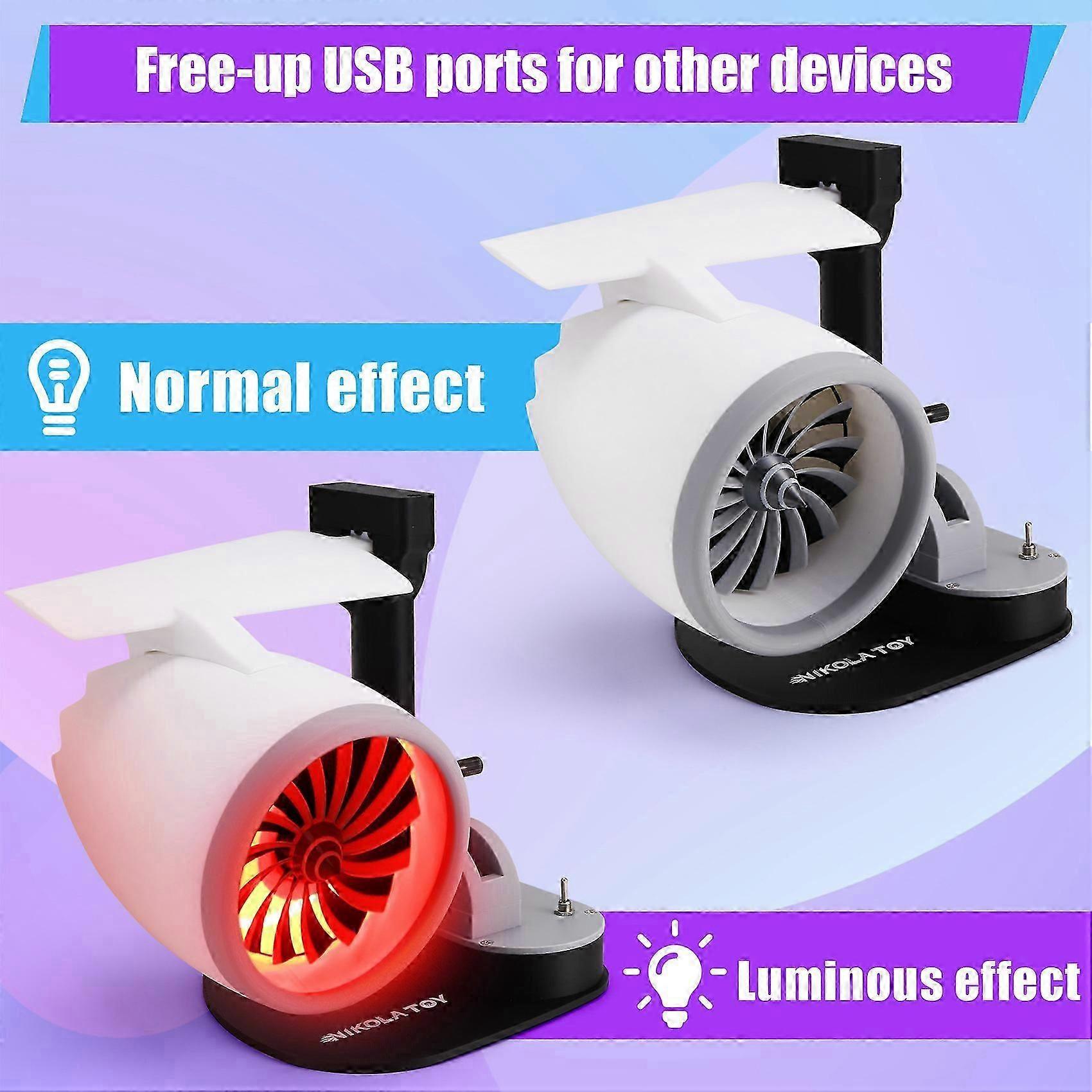 USB Jet Fan Desktop Turbofan Engine Fan Red light | Fruugo UK