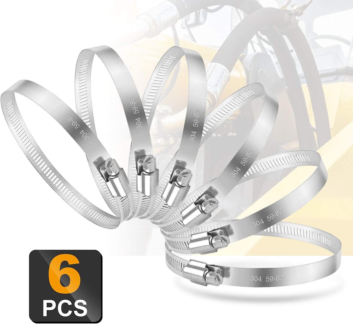3 Inch Adjustable Hose Clip 304 Stainless Steel Hose Clamps 6 Pack Worm ...