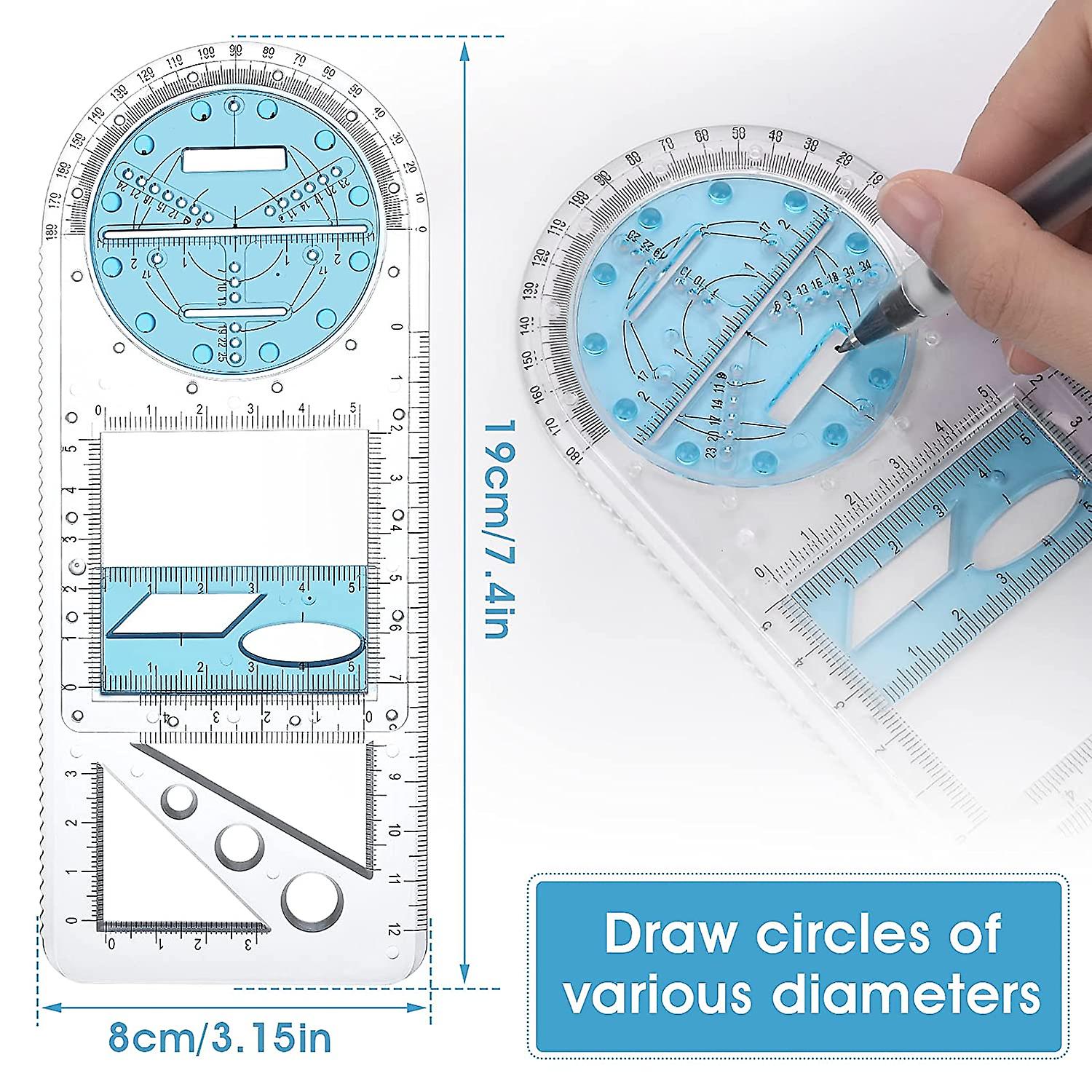 Geometric Ruler, Draft Rulers Geometric Drawing Template Diy Measuring ...