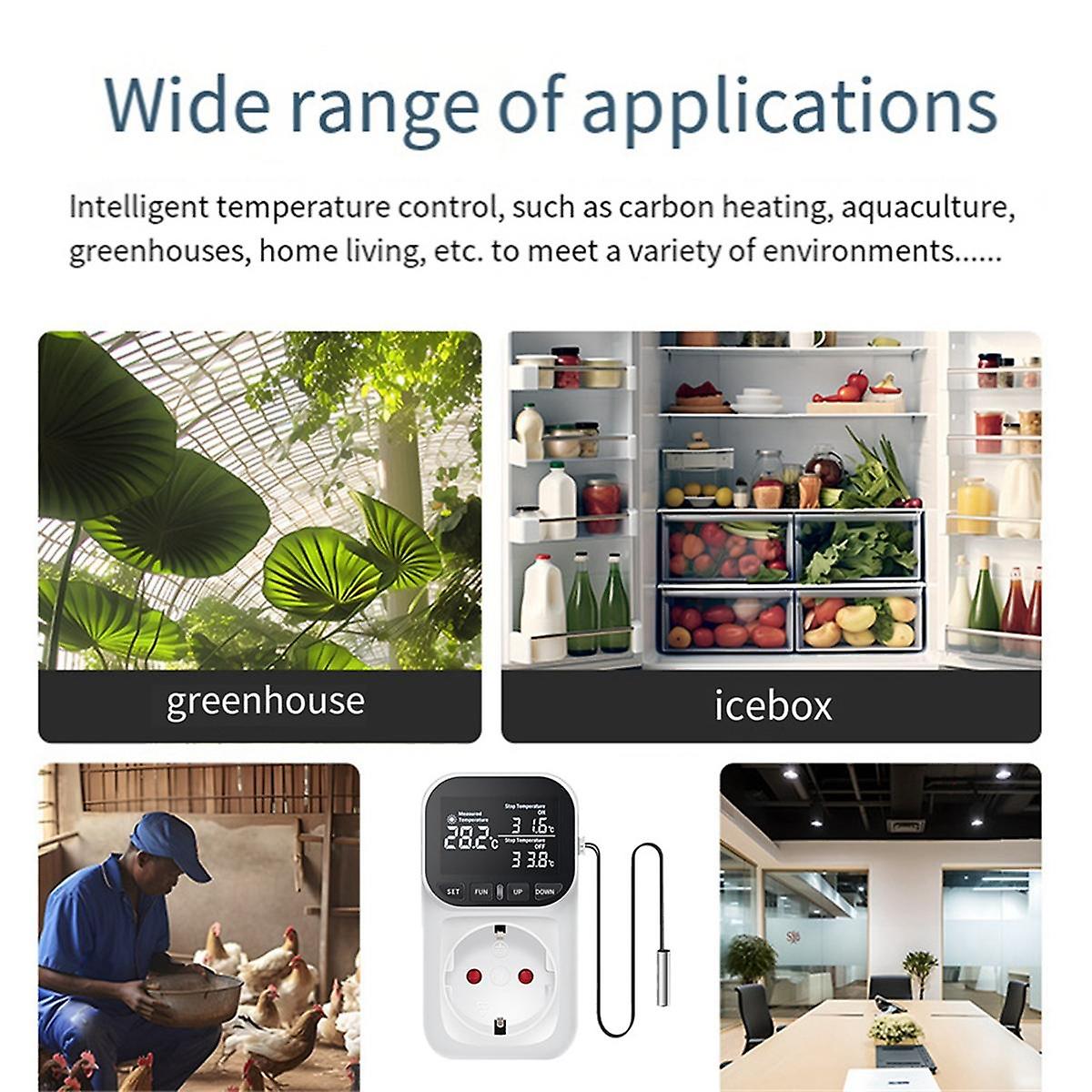 Digital Temperature Controller Reptile Thermostat Timer Switch Plug With Sensor For Home