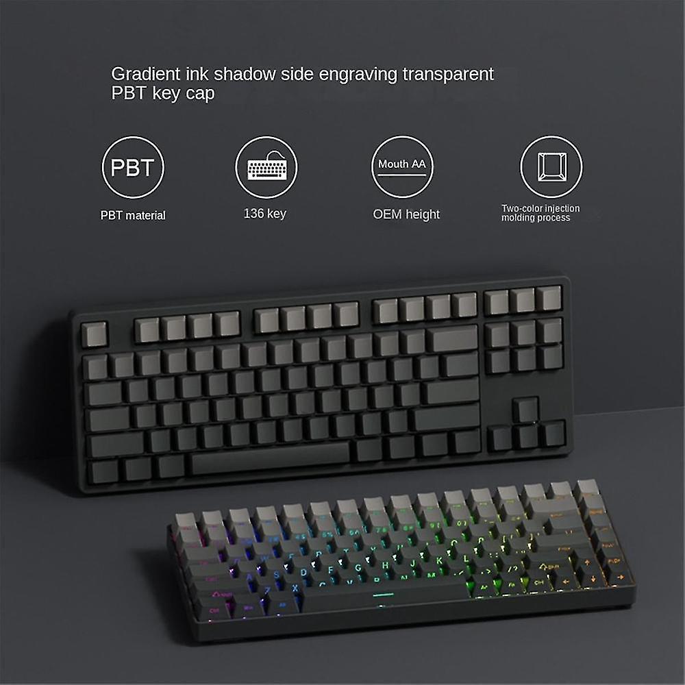 136 Keycap Side-engraved Gradient Translucent Ink Shadow Gray Pbt ...