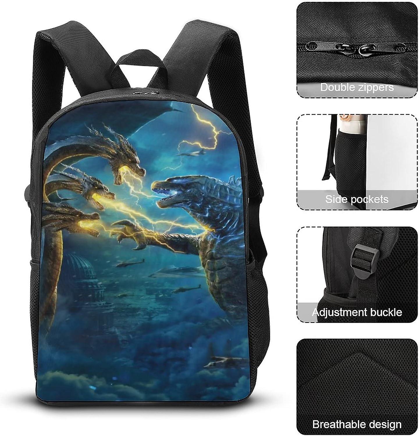 GENBAK Kids School Backpack 3D Printed Godzilla VS King Kong Backpack ...