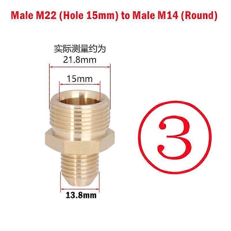 M22 Male To M14 Female Brass Adapter For High Pressure Washer Gun And ...