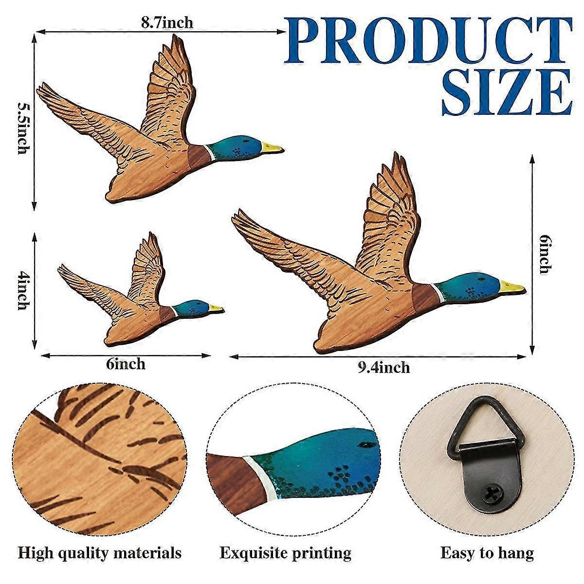 3 Size Mallard Duck Wall Art Wooden Ducks Wall Decor Rustic Flying ...