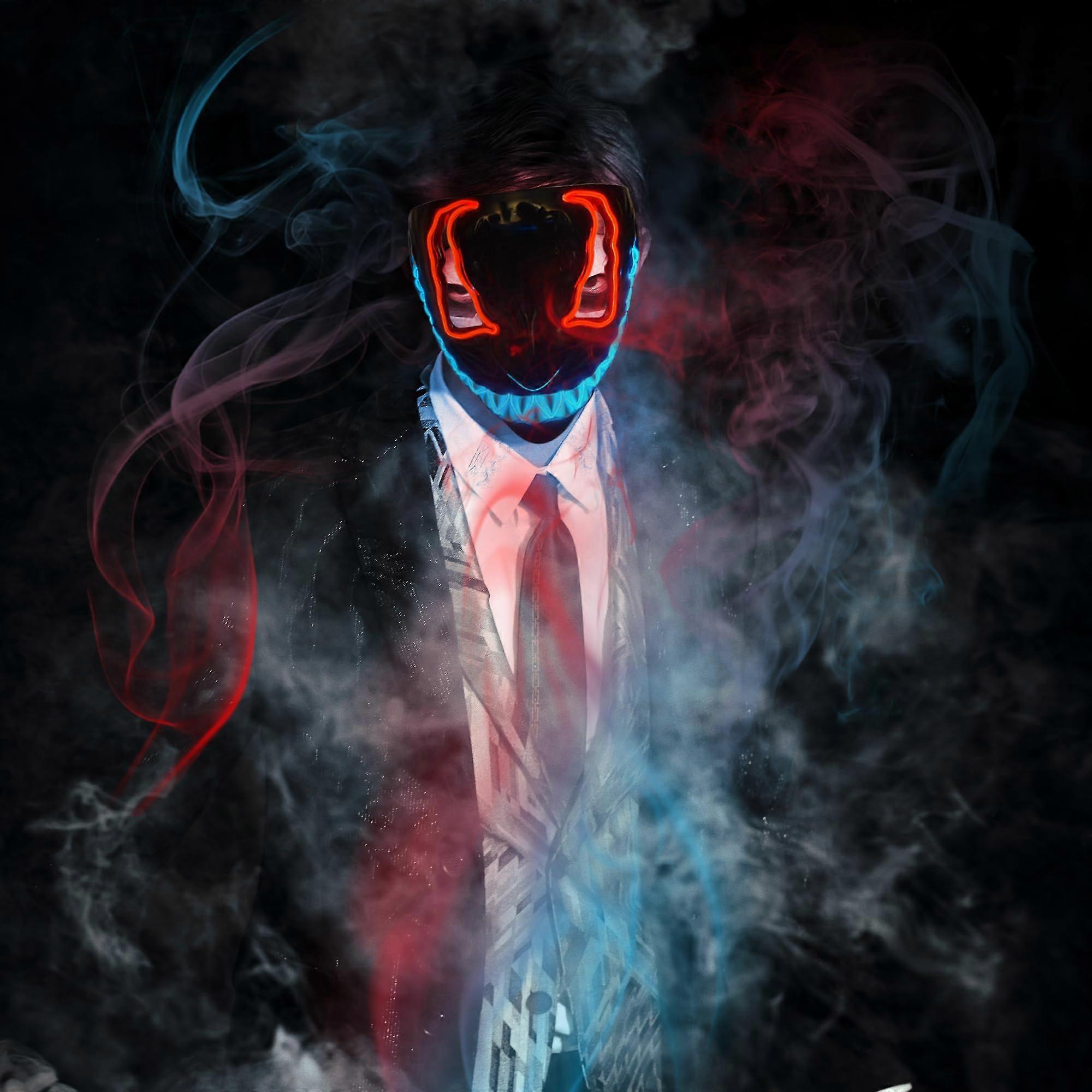 Halloween Mask LED Light Up Mask for Adults Neon Glow Masks with Dark ...