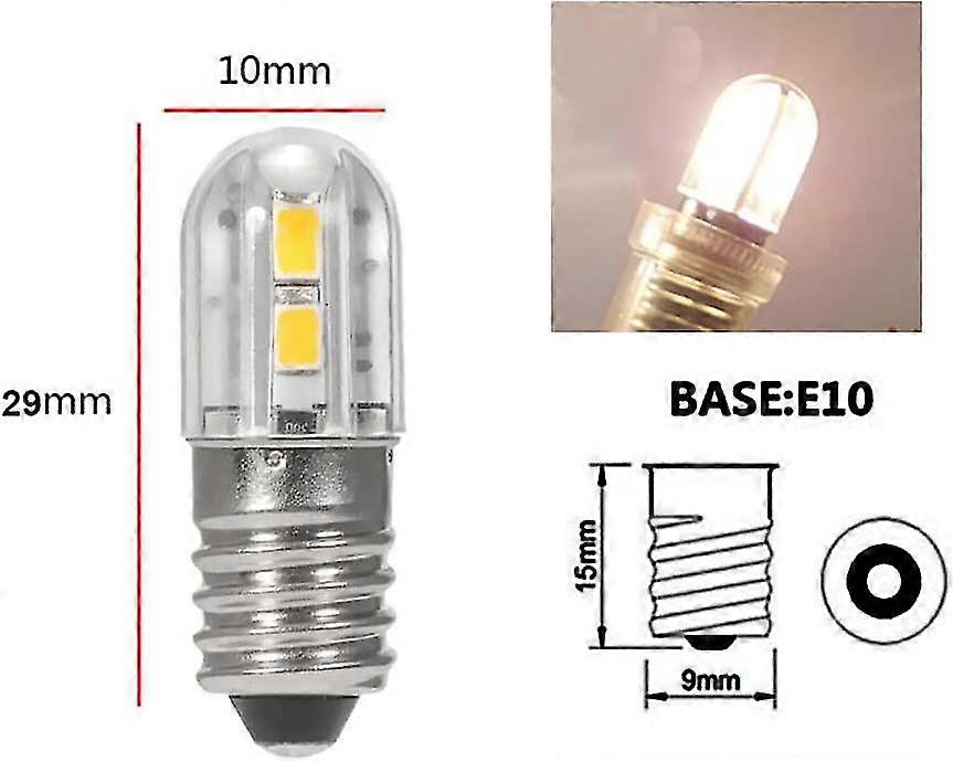 2 Pack 6v E10 Led Bulbs With 2835 Screw Base 4 Smd Chips Yellow Upgrade ...