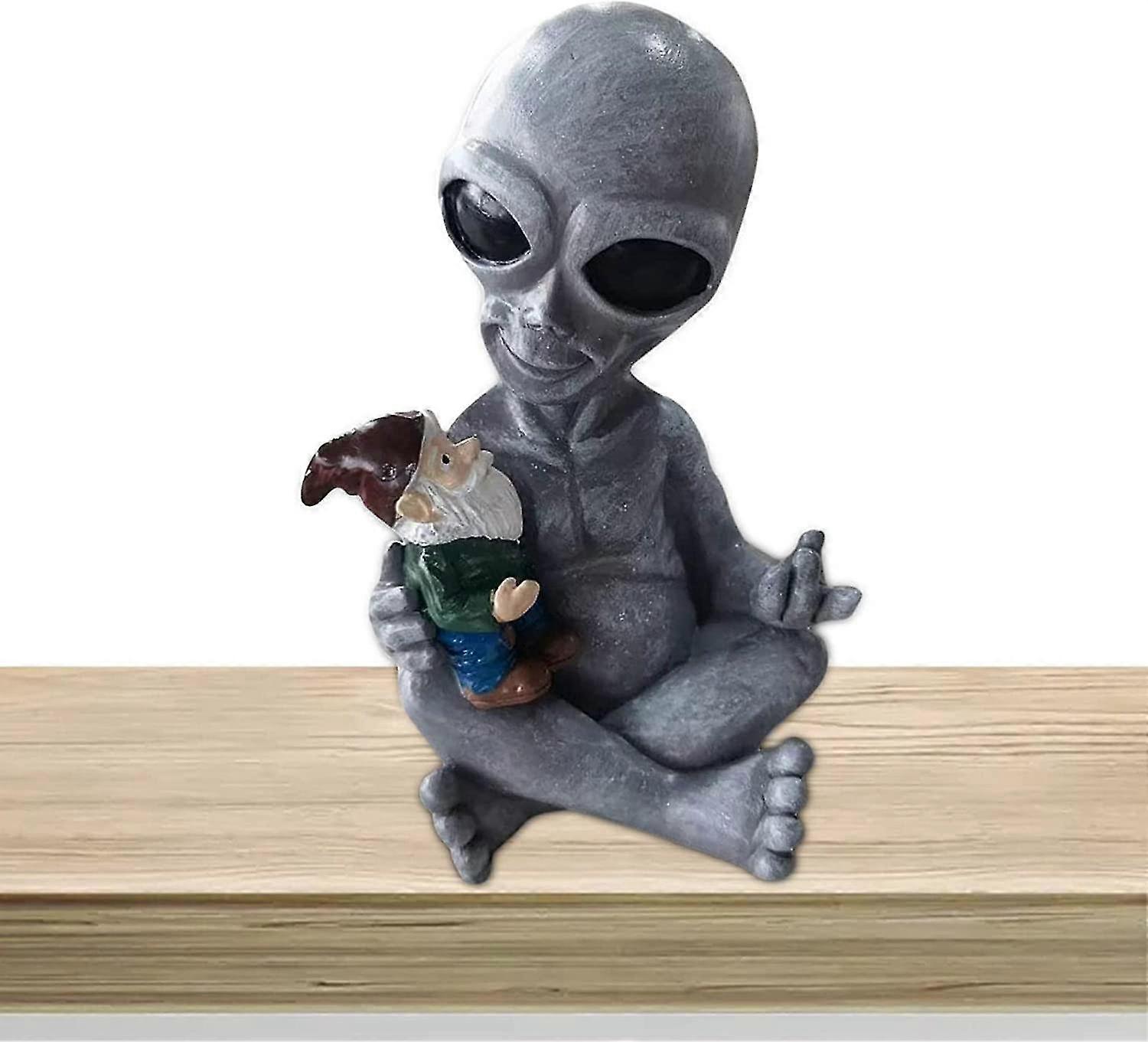 Friendship Stories Alien And Gnome Garden Statue | Alien Resin Statue ...