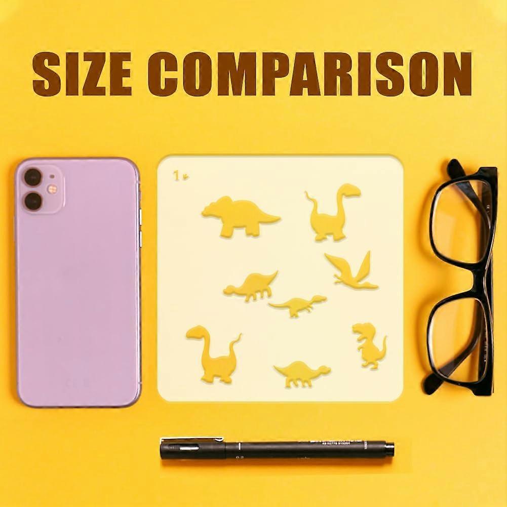 4 Pcs Layered Cartoon Dinosaur Stencil 5.9x5.9" PET Cute Dinosaur Painting Stencils Pteranodon ...