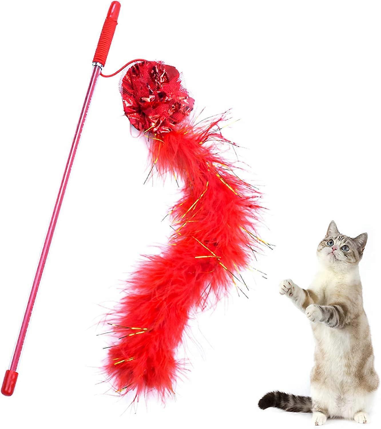 2 Pieces Feather Toys for Cats,Funny Cat Stick Cat Toys,Interactive Cat ...