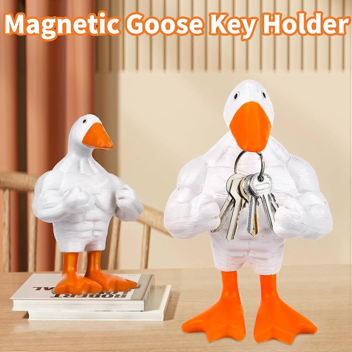 Pipihome Magnetic Goose Duck Key Holder Muscular Duck Statue Ornament ...