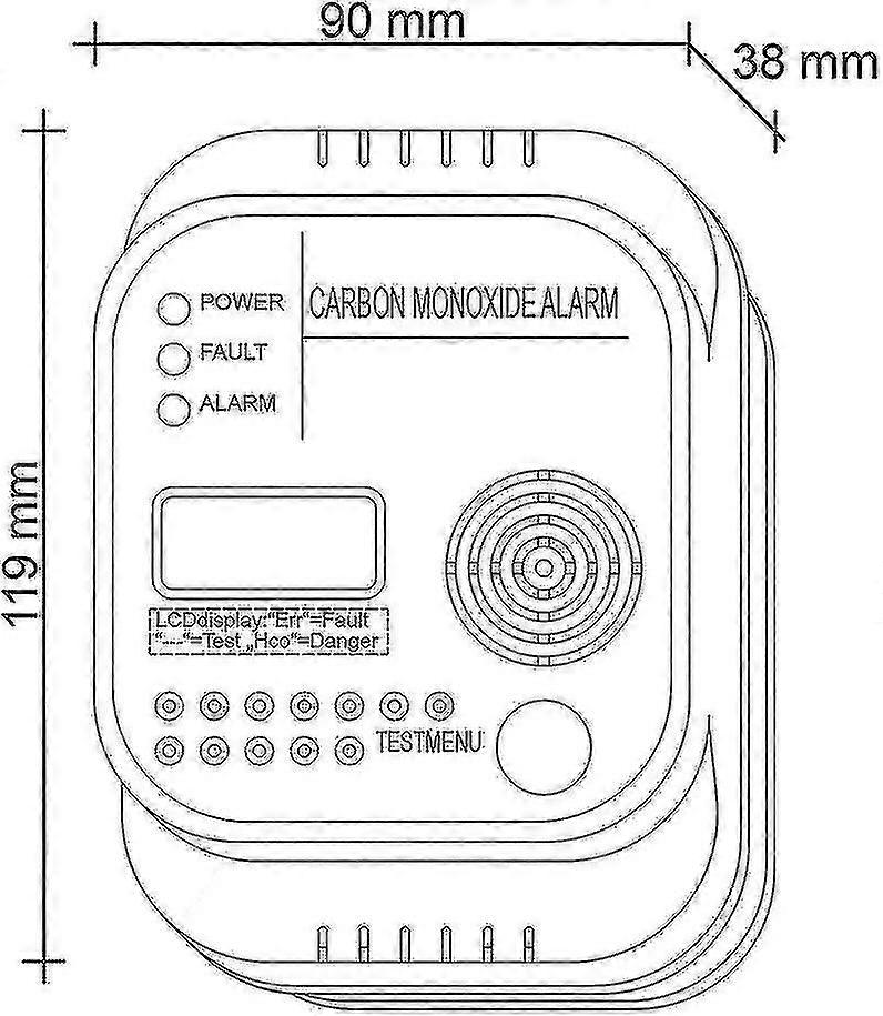 Carbon Monoxide Detector, Battery Powered, Gas Detector With Display ...