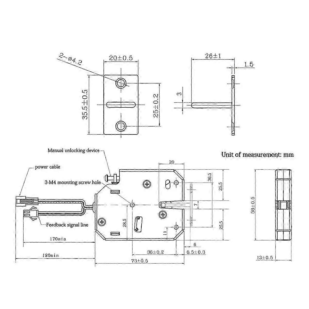 Small 12V 1.5A Electronic Lock Latch Release Assembly Electromagnetic Control Metal Safety ...