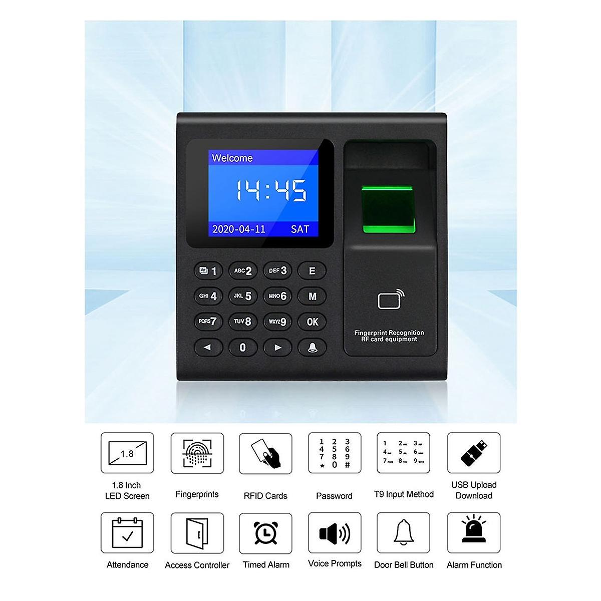 Fingerprint Attendance Machine+10 Cards Access Control Electric Time ...