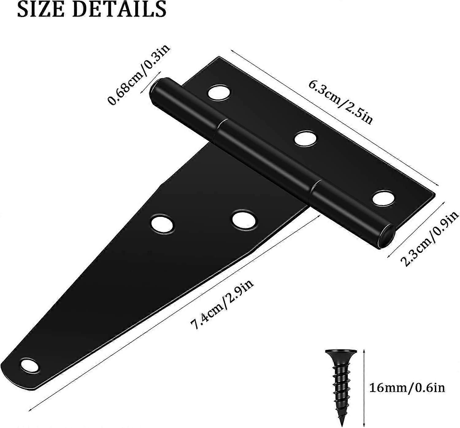 4 Pack Black T Hinge Door Shed Hinges, Barn Door Hinges For 3 Inch ...
