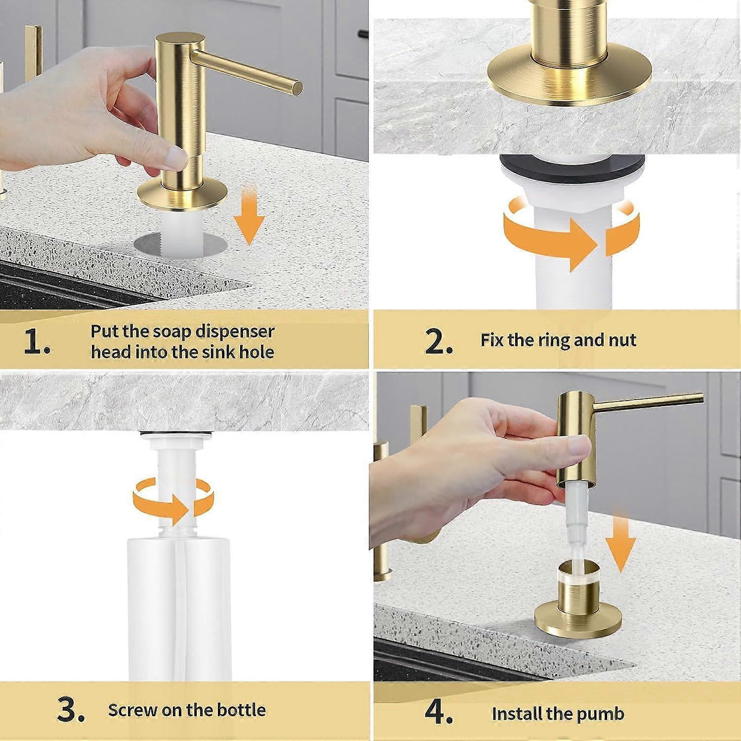 Brass Push Button Sink Soap Dispenser Kitchen Soap Dispenser With A ...
