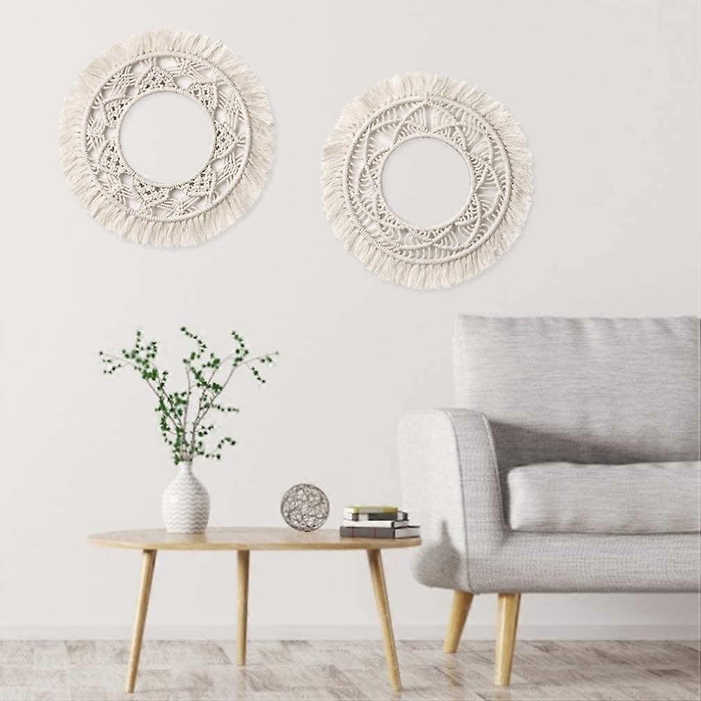 Round macrame wall decoration boho handmade woven wall hanging, 32*32 ...
