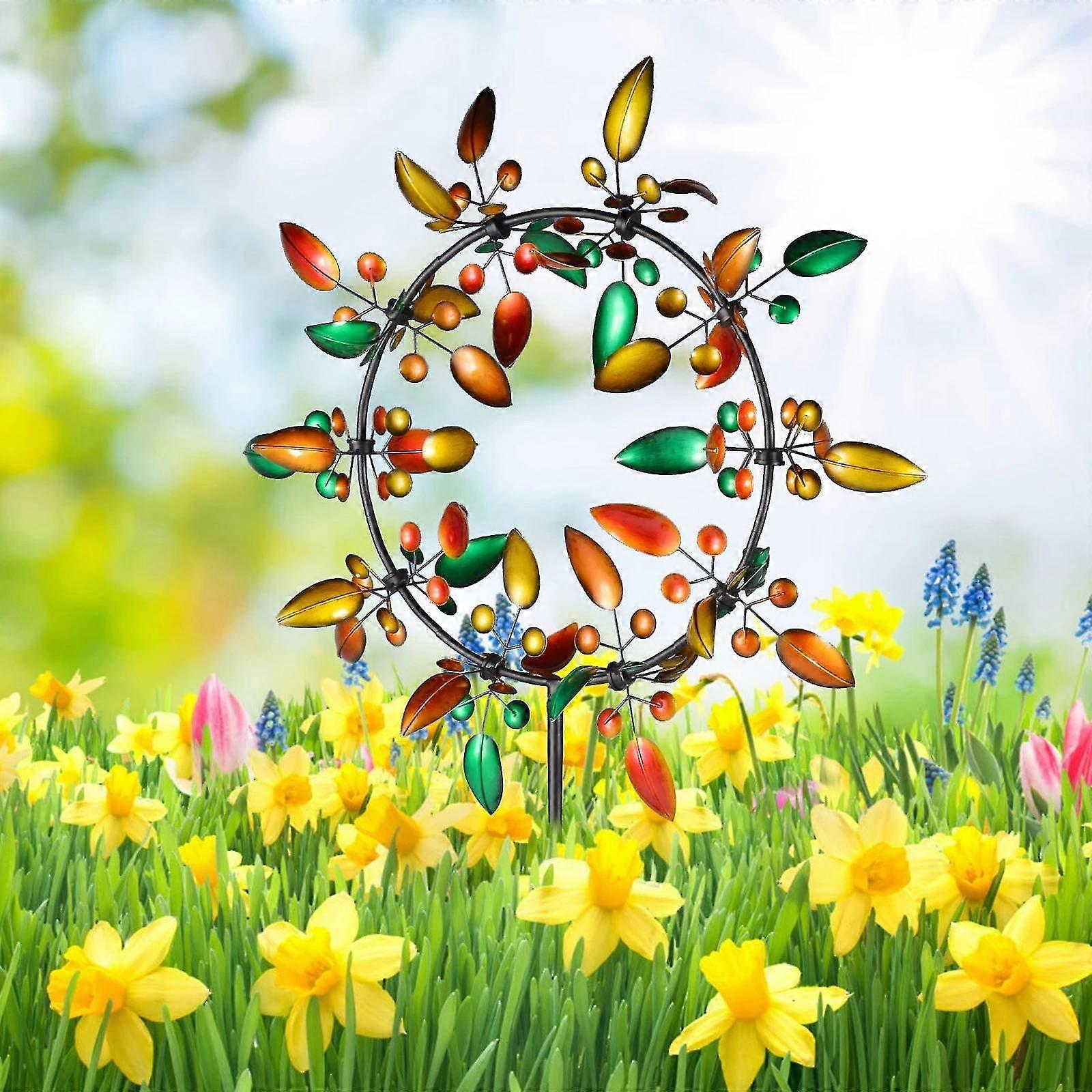 Multi Color Wind Sculpture Spinner Unique Metal Windmill Yard Garden ...