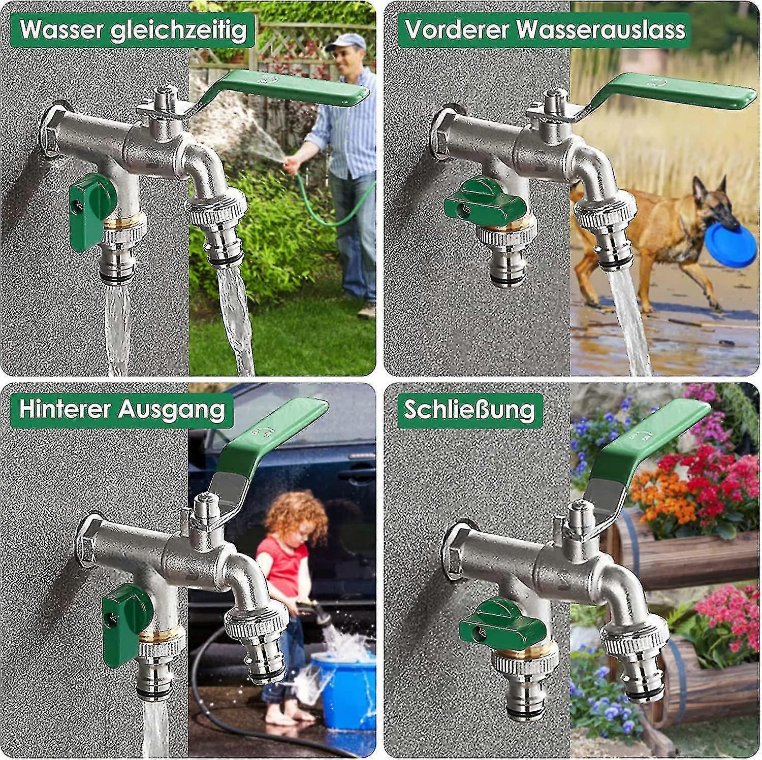 Garden Faucet, Double Outlet Tap 1/2 Inch, Made Of Brass, Rust And ...