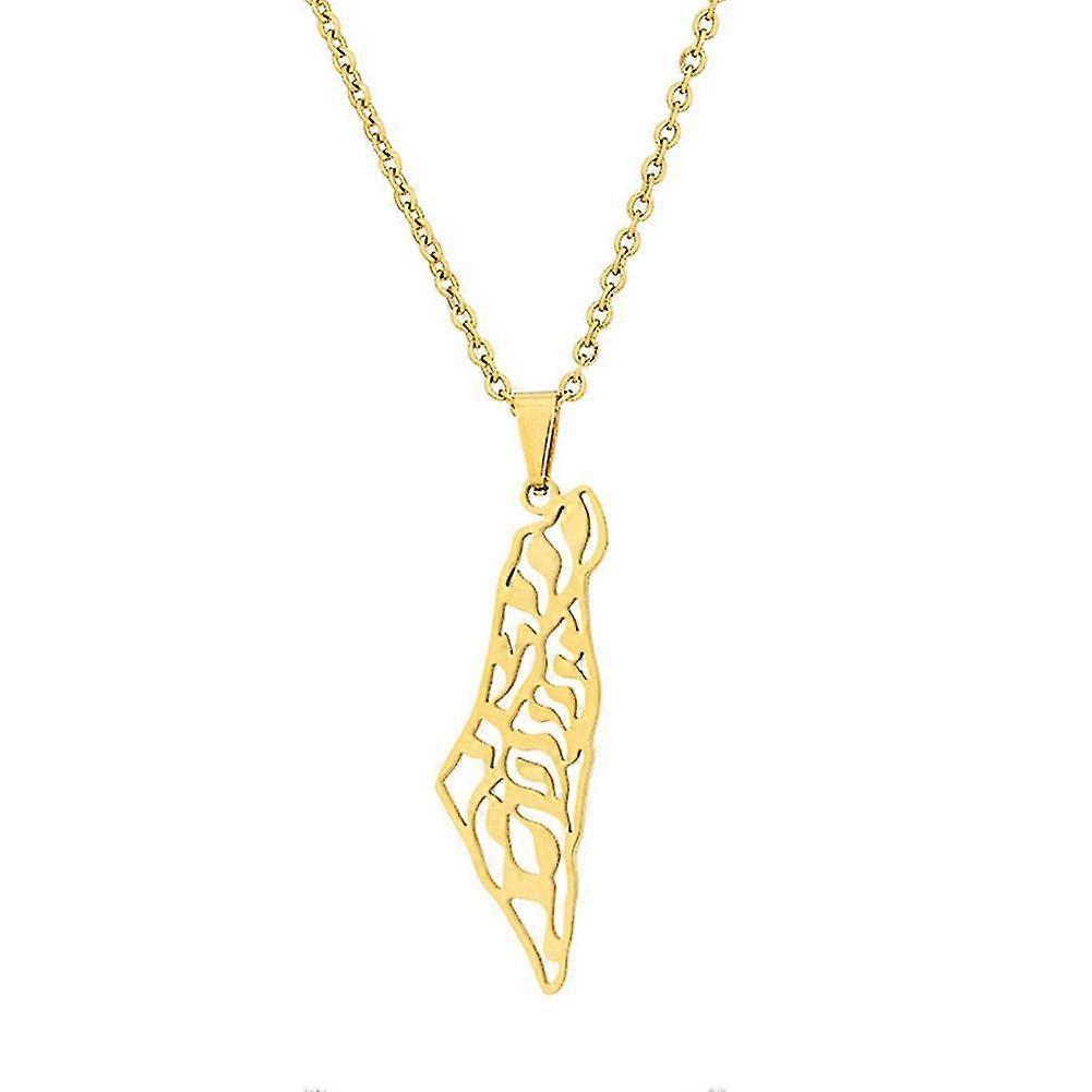 Palestine Flag Map Necklace In Silver Gold Plated 50cm Chain Arabic ...