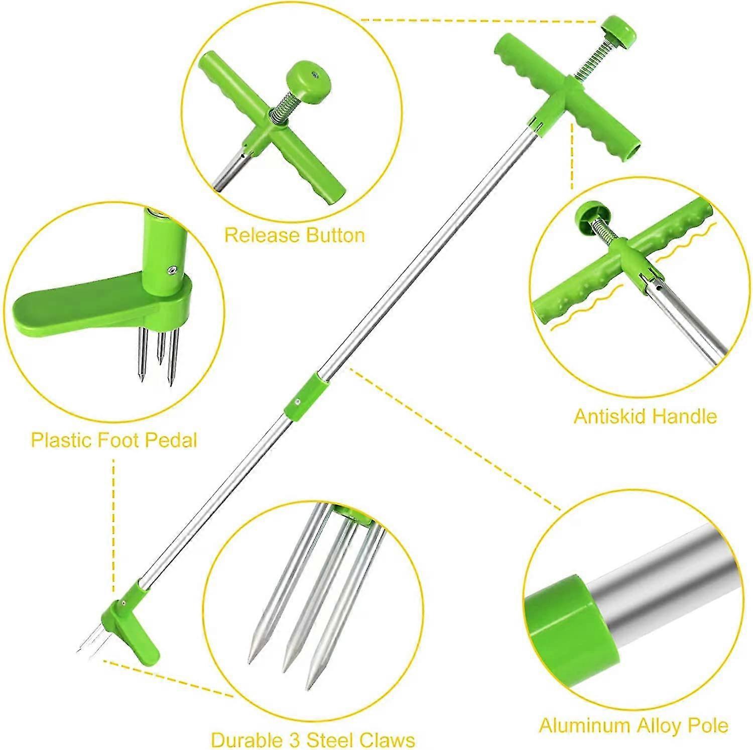 Weed Puller Stand Up Root Removal Tool, Long Handle Garden Weeding Tool ...