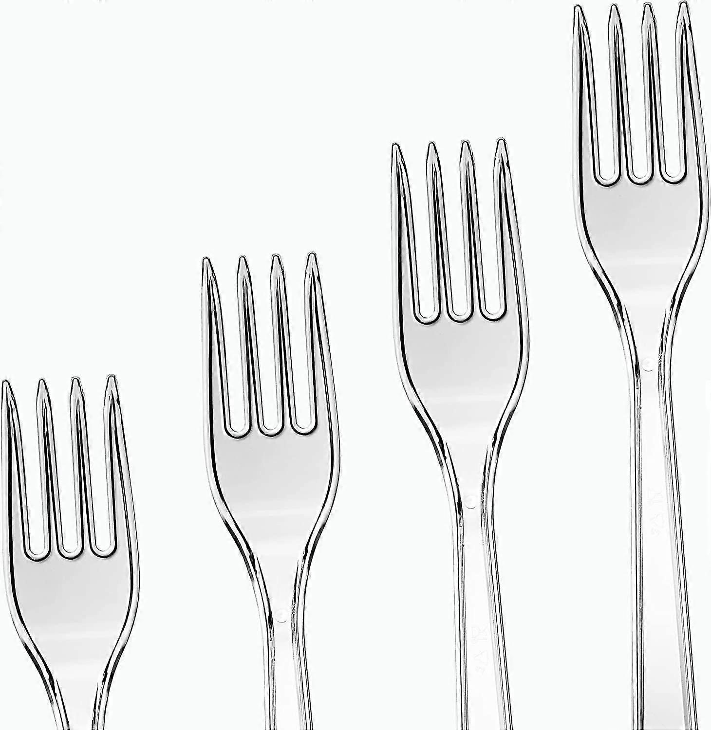 100 Reusable Transparent Plastic Forks, Washable Plastic Tableware ...