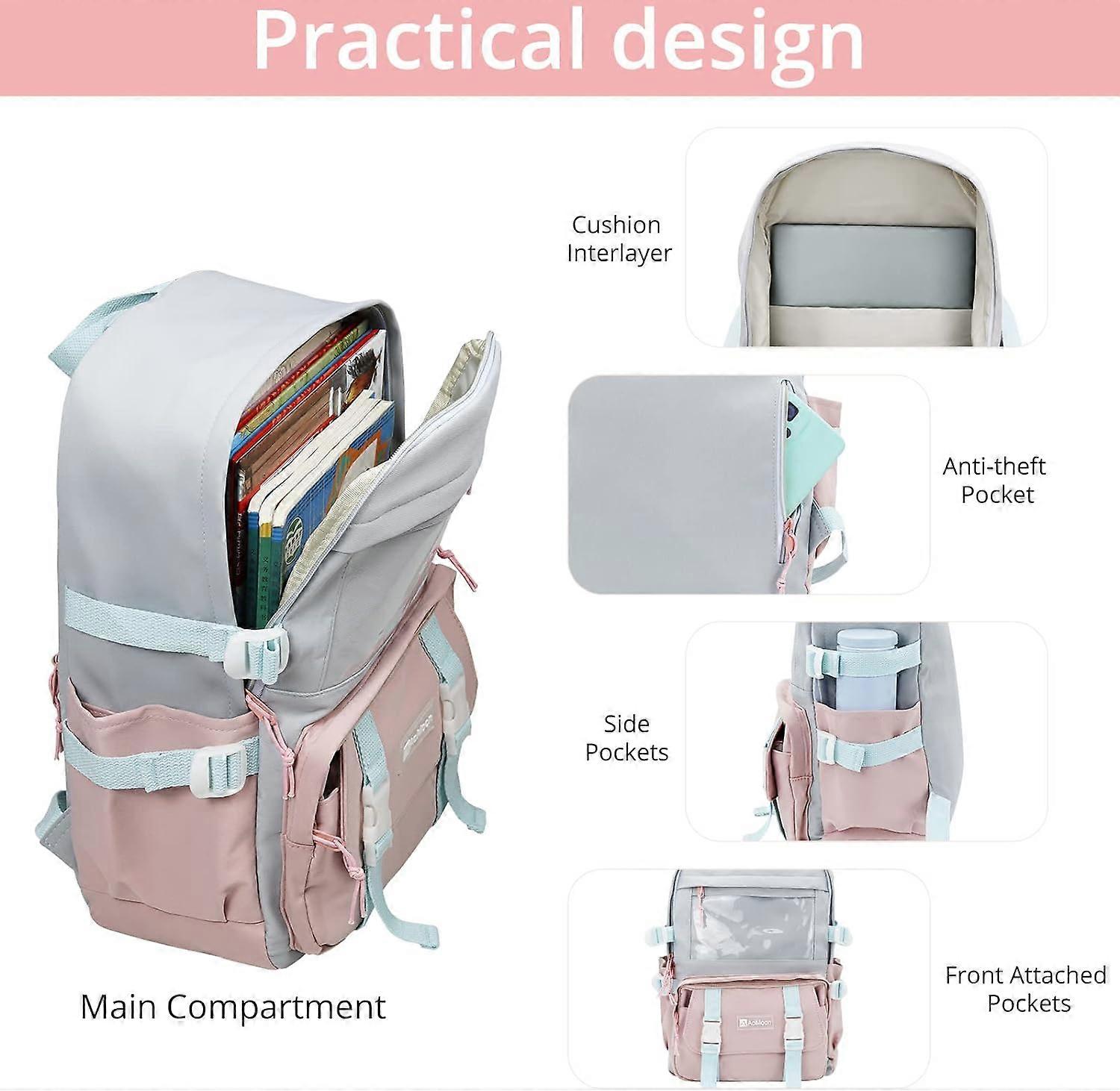 Kawaii Backpack Lovely Pastel Rucksack for Teen Girls Aesthetic Student ...