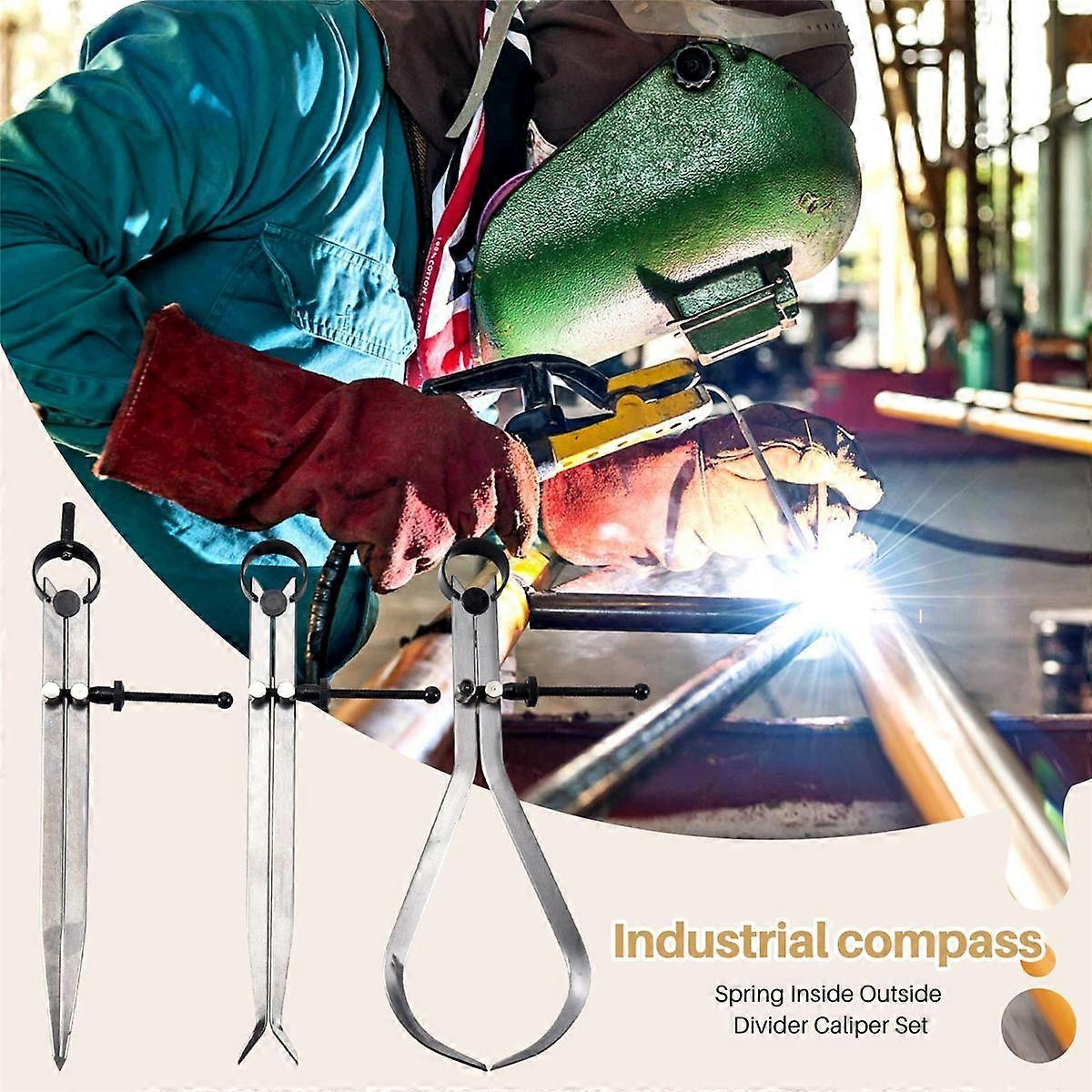 Spring Inside Outside Divider Caliper Set 8-Inch Machinist Tools 3-Pack ...