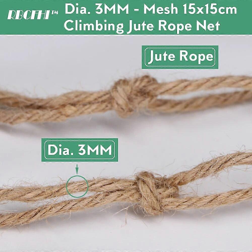 RBCFHI Dia 3MM Mesh 15x15CM Garden Jute Rope Climbing Net Trellis ...