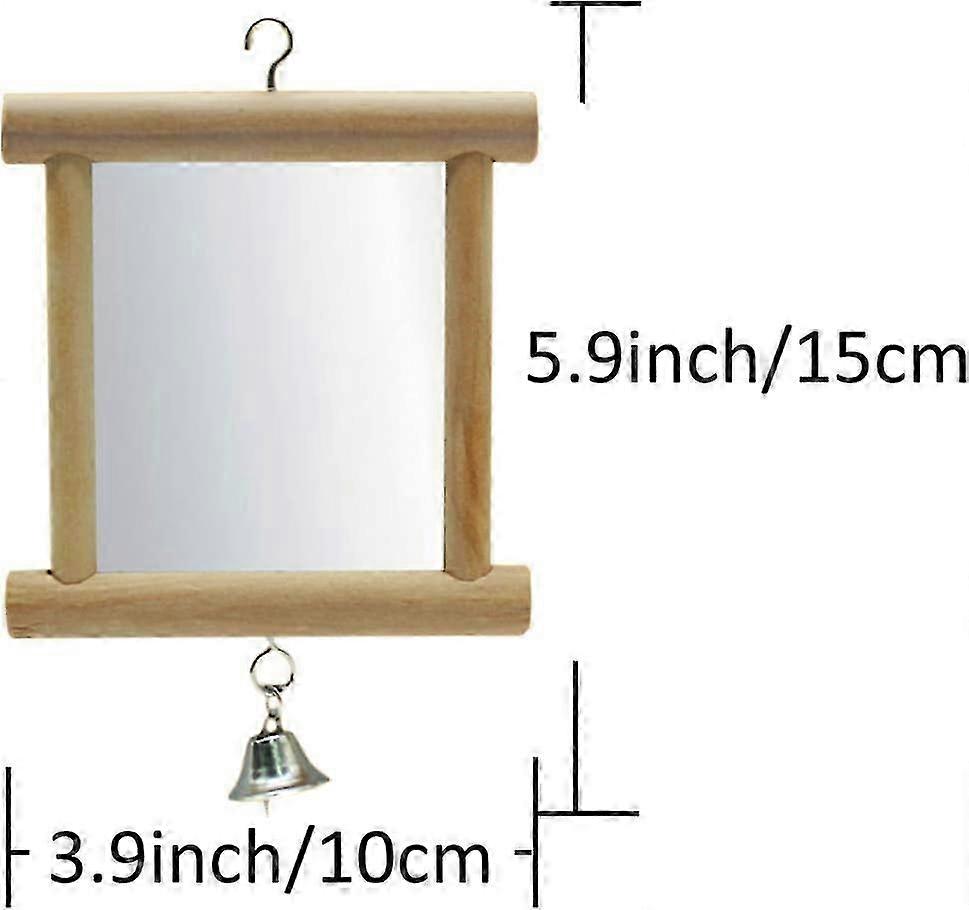 Bird Mirror, Wooden Double Mirror with Bell for Bird, 15X10cm | Fruugo AU
