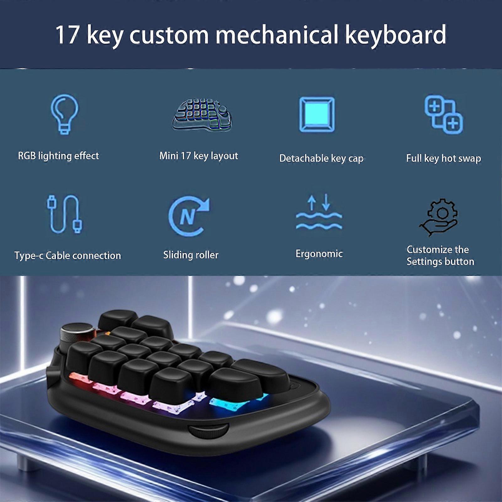 Mechanical Number Pad VIA Programmable 17 Key Hot Swappable USB Numeric ...
