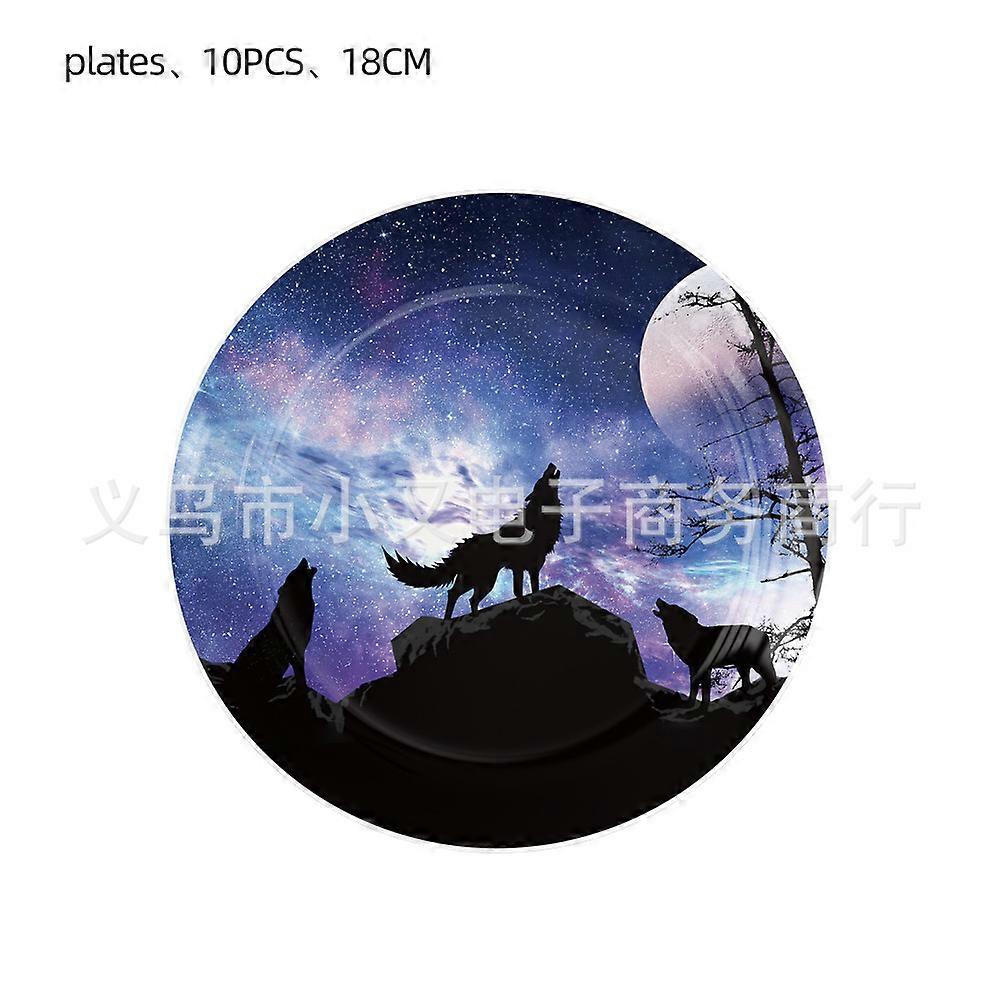 Wolf-themed birthday party tableware, decorations, paper plates, paper ...