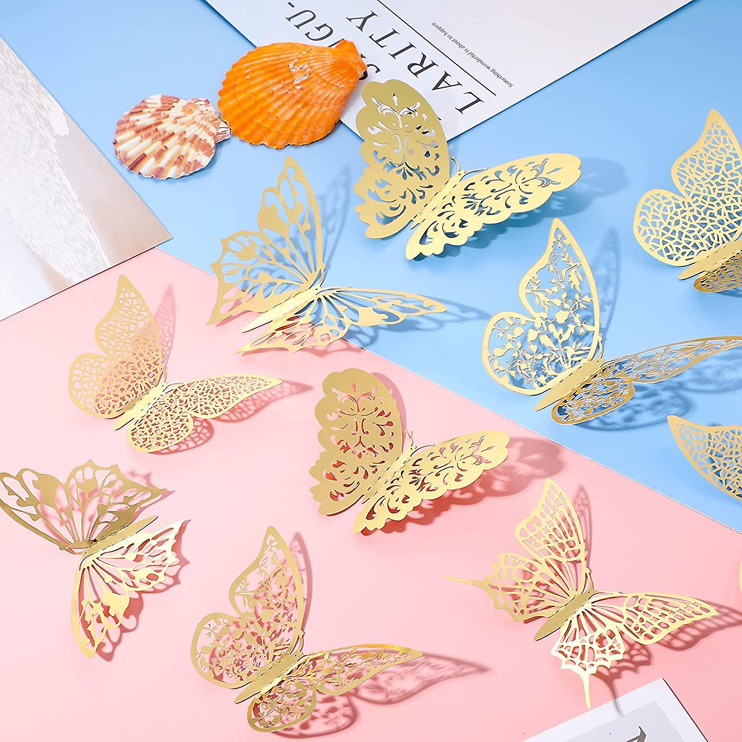 120 Pieces 60 Pairs 3d Layered Butterfly Wall Decor Removable Butterfly ...