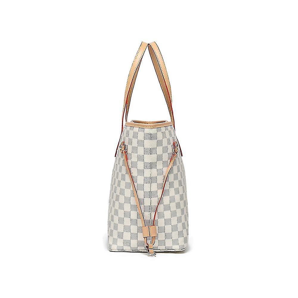 Women Checkered Tote Shoulder Bag Messenger Bag Purse Pu Leather ...