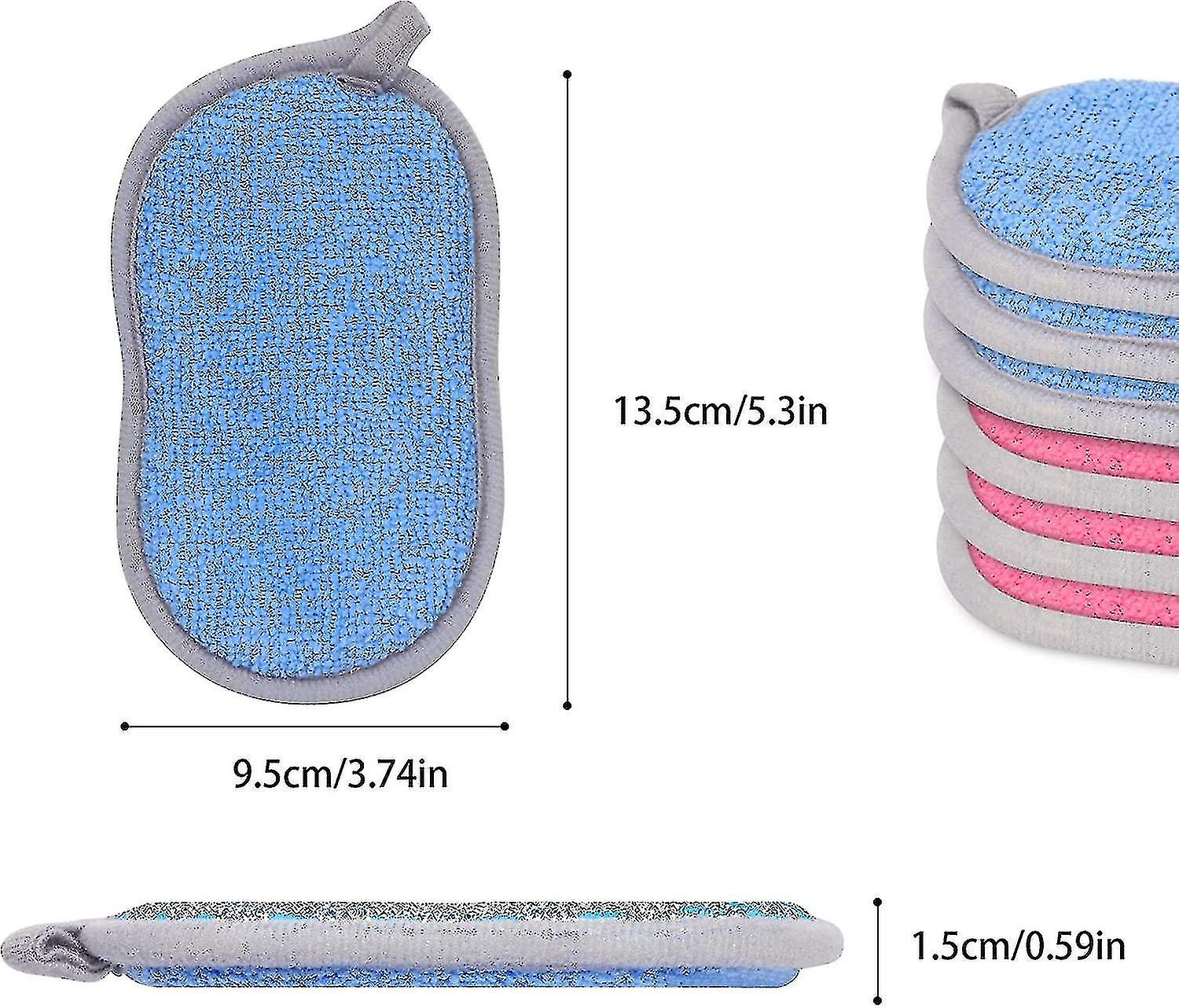 6 Durable Ultra -fine Fiber Dual Action Kitchen Washing The Sponge ...