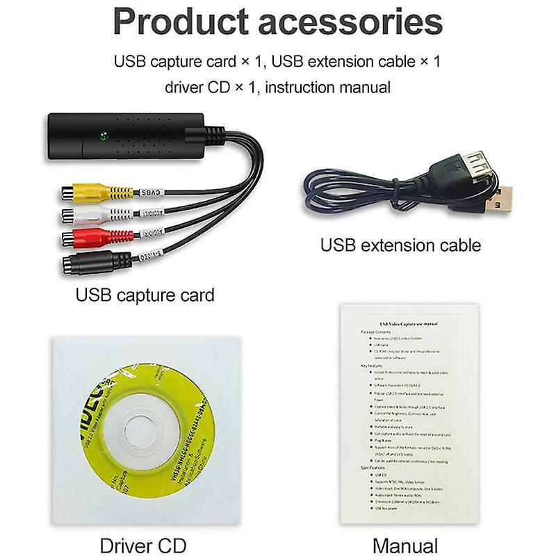 Vhs To Digital Converter Usb 2.0 Video Converter Vhs Audio Capture Box ...