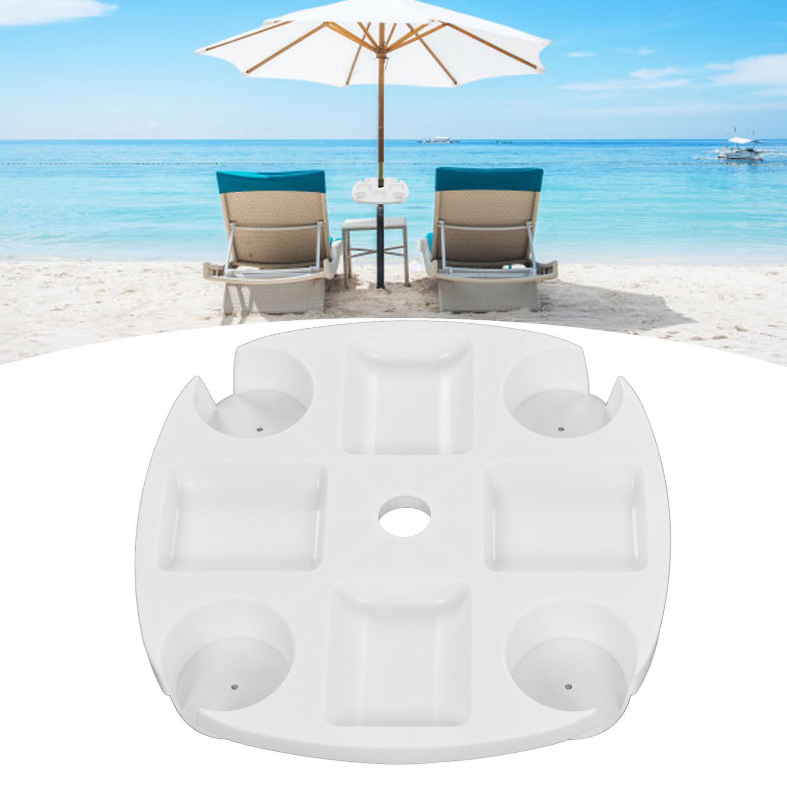 Beach Umbrella Table Tray White Round Umbrella Tray with 4 Cup Holder ...