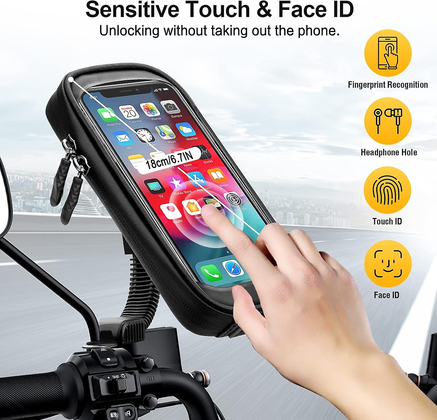 Waterproof Motorcycle Phone Holder 360° Rotation Motorcycle Scooter ...