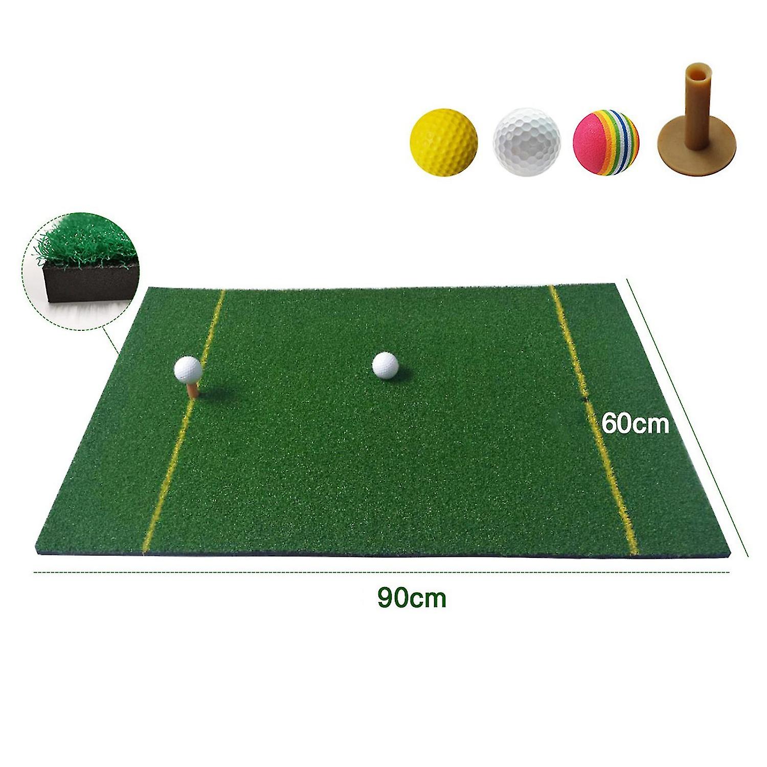 60cm x 90cm Indoor Golf Practice Hitting Mat Faux Turf Grass Pad with ...