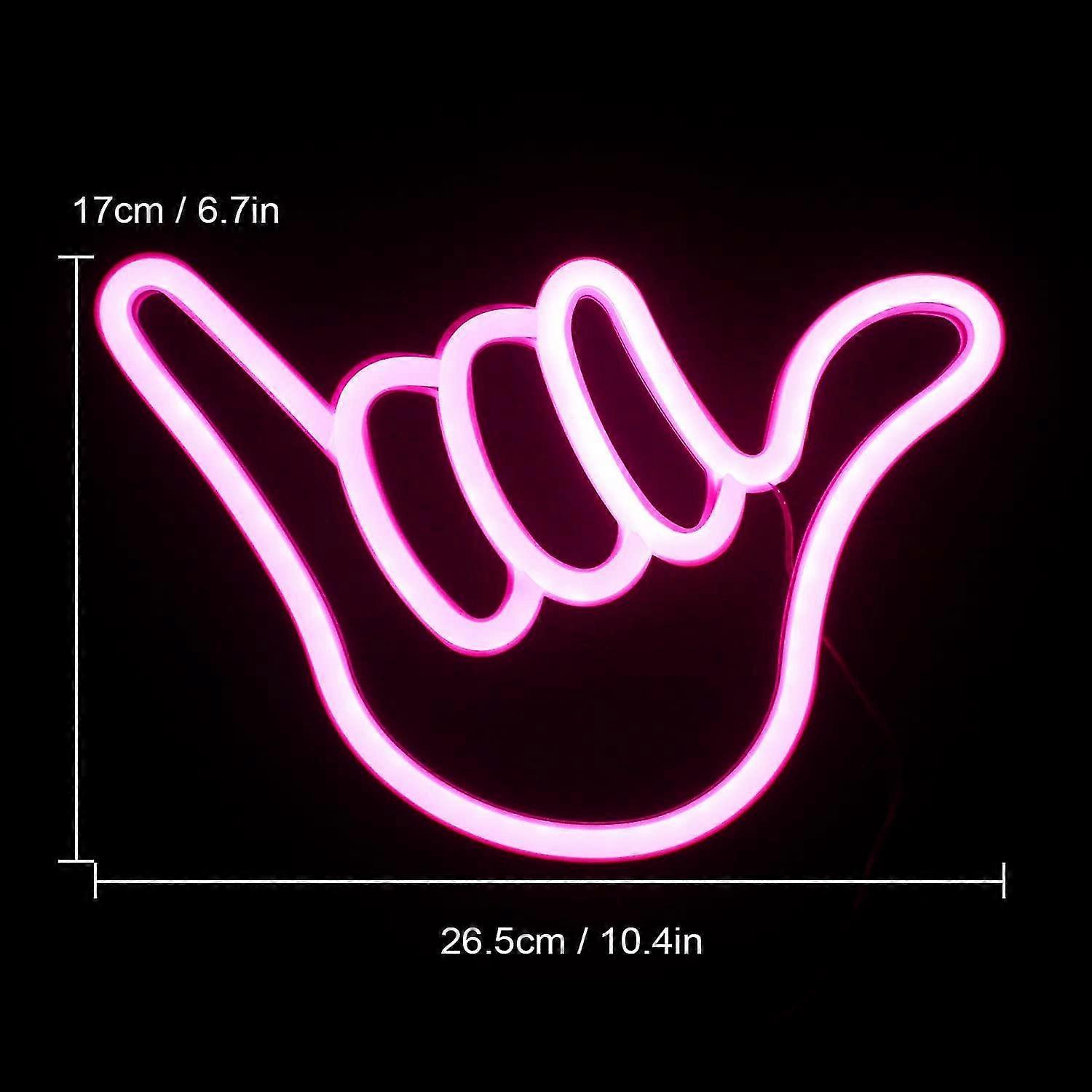 Neon Sign Finger Gesture Neon Light Pink Led Neon Light Sign Rock Hand ...