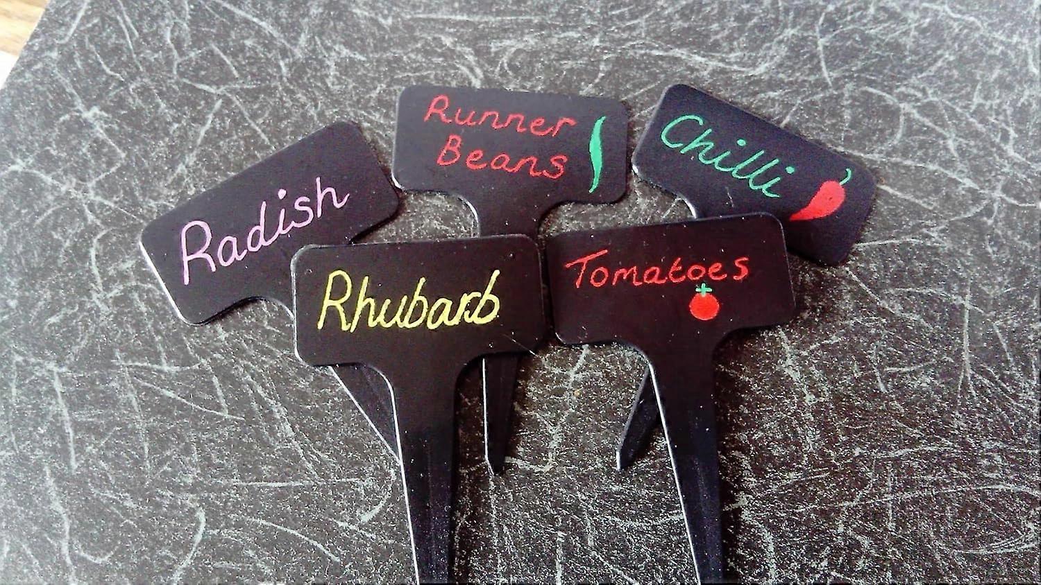 100 Pcs Thick Plastic Markers Plant Labels Black T Type Garden Plant ...