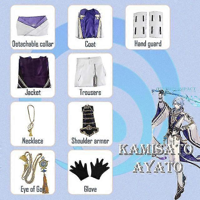 Genshin Impact Kamisato Ayato Cosplay Costume Uniform Wig Anime ...